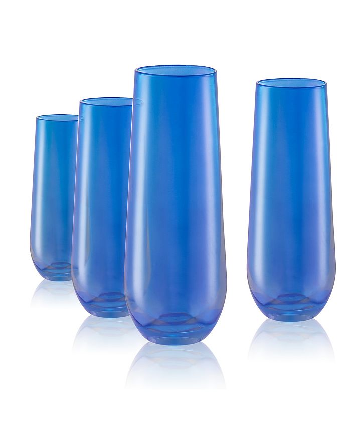 Artland Set of 4 9oz. Luster Blue Stemless Flutes - Macy's