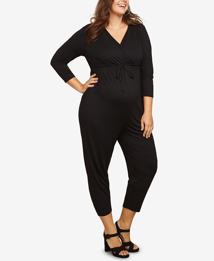 Motherhood Maternity Plus Size Wrap Maternity Jumpsuit - Macy's