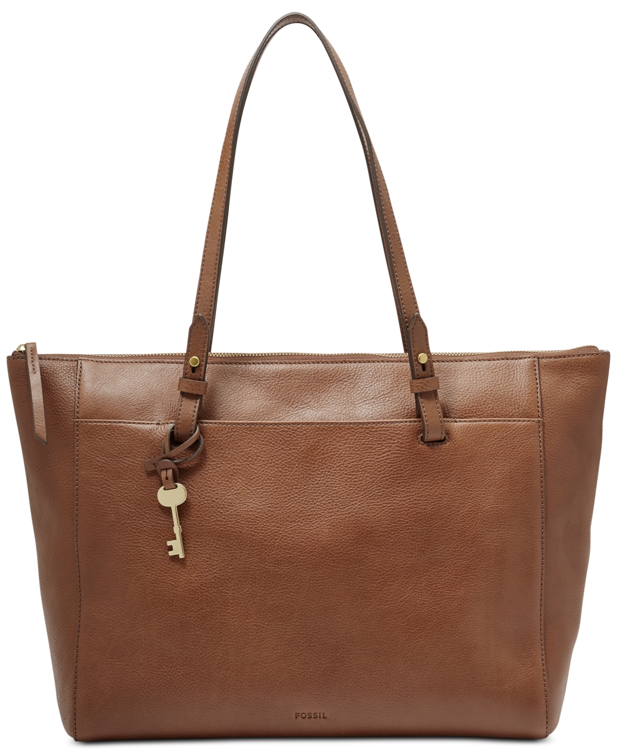 Click here for Fossil Rachel Leather Tote with Zipper - Brown Gol... prices