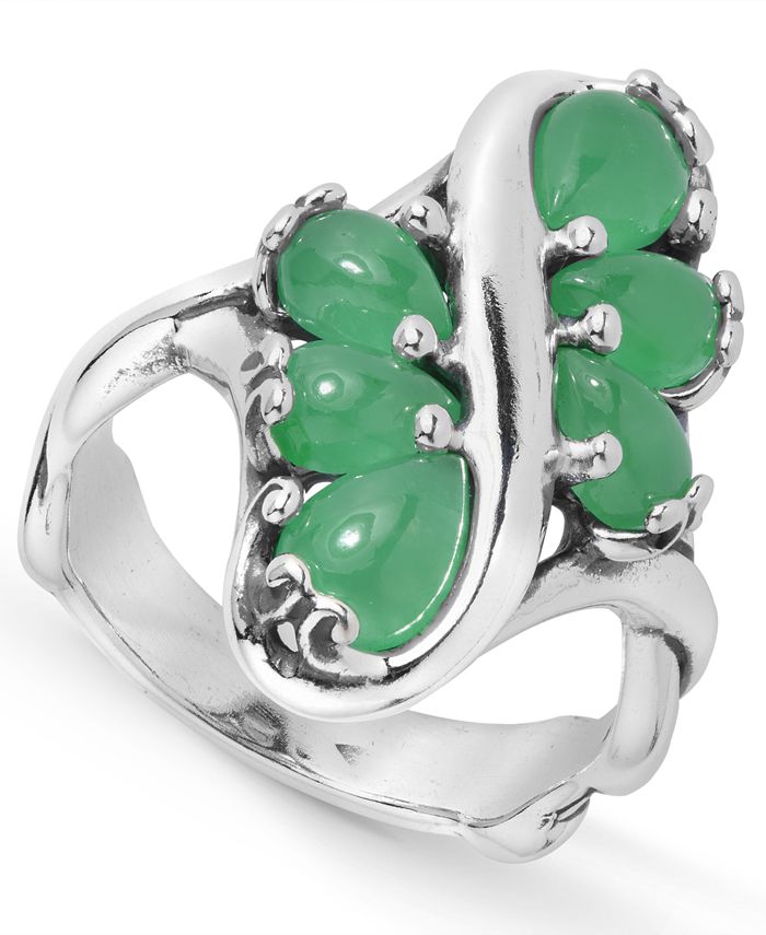 Macy's Carolyn Pollack Green Jade Multi Stone Ring in Sterling Silver ...