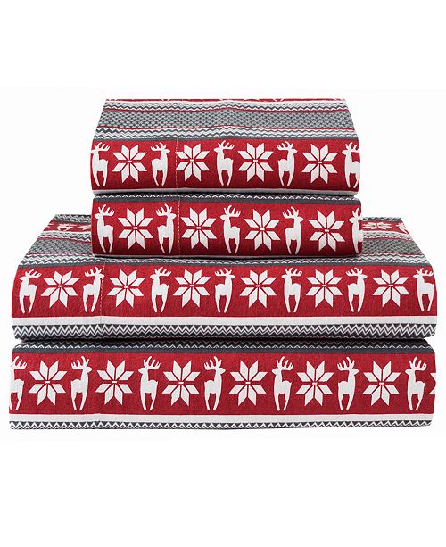 Elite Home Winter Nights Cotton Flannel Queen Sheet Set & Reviews ...