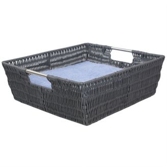 Home Basics Large Intricate Decorative Weave Plastic Basket - Macy's