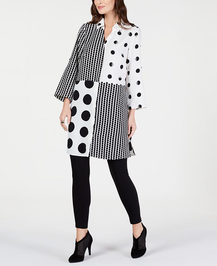 Alfani Print-Block Roll-Tab Tunic, Created for Macy's - Macy's