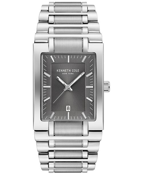 Kenneth Cole New York Men's Stainless Steel Tank Bracelet Watch 40mm ...