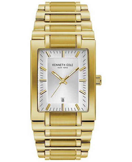 Kenneth Cole New York Men's Gold-Tone Stainless Steel Tank Bracelet ...