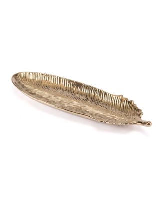 Zuo Medium Gold Feather Plate - Macy's