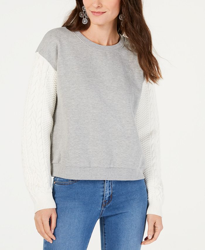 INC International Concepts I.N.C. Mixed-Materials Crew-Neck Sweater ...