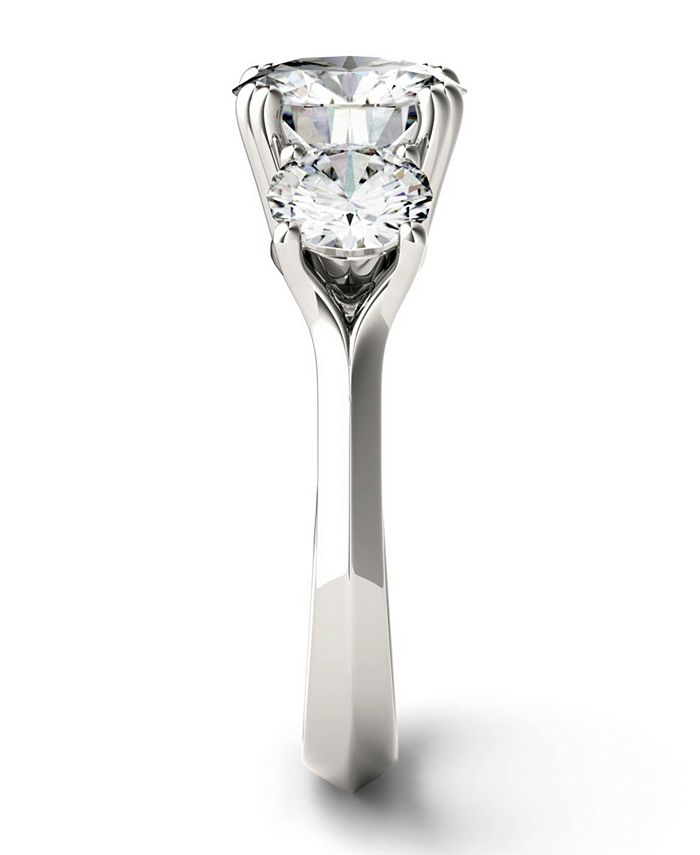 Charles & Colvard Moissanite Round Three Stone Ring (3-1/10 ct. tw.) in ...