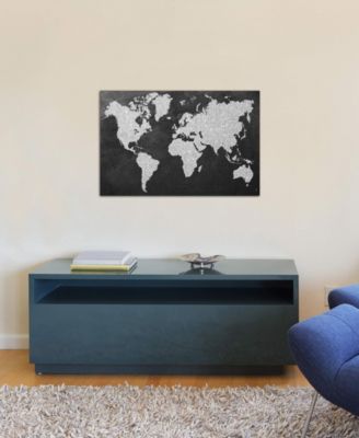 iCanvas "Grey Map" by Natasha Westcoat Gallery-Wrapped Canvas Print (18 ...