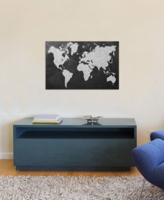 iCanvas "Grey Map" by Natasha Westcoat Gallery-Wrapped Canvas Print (18 ...