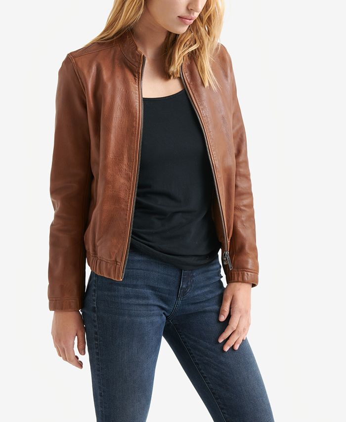 Lucky Brand Ana Leather Zip-Front Jacket - Macy's