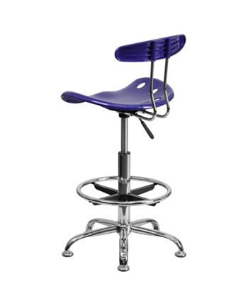 Flash Furniture Vibrant Deep Blue And Chrome Drafting Stool With ...