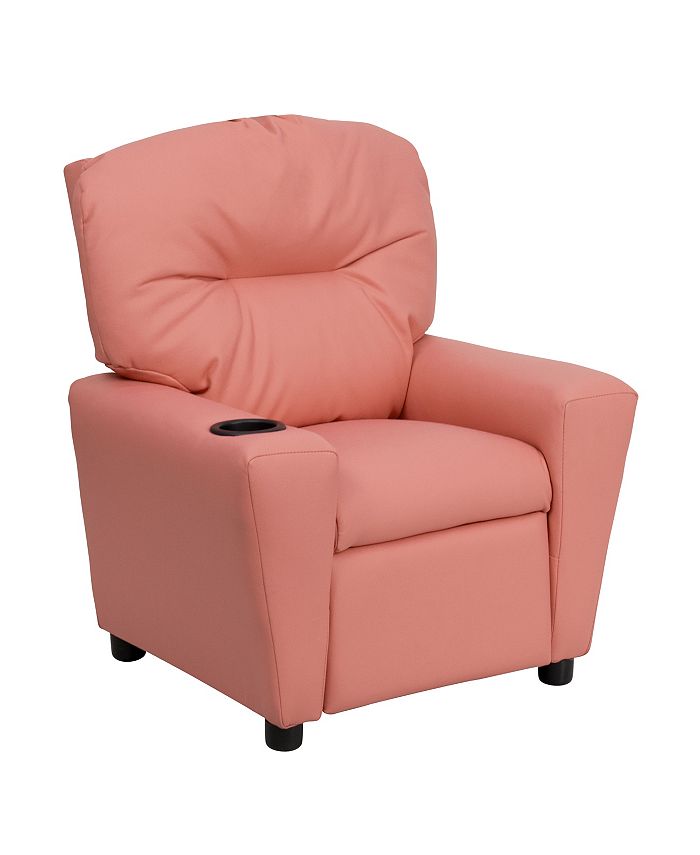 Flash Furniture Contemporary Pink Vinyl Kids Recliner With Cup Holder ...
