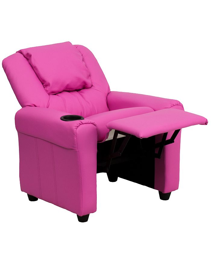 Flash Furniture Contemporary Hot Pink Vinyl Kids Recliner With Cup ...