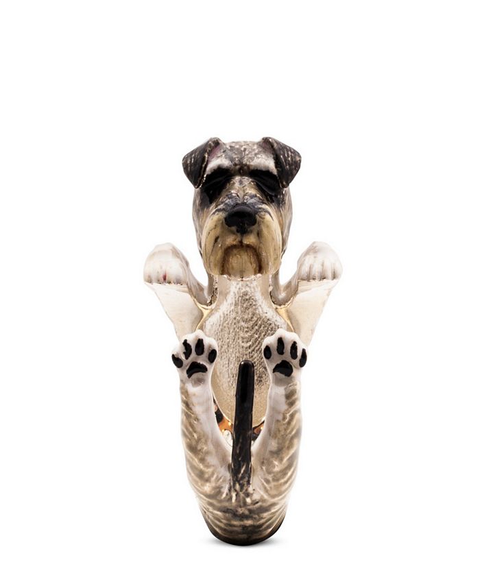 Dog Fever Schnauzer Hug Ring in Sterling Silver and Enamel - Macy's