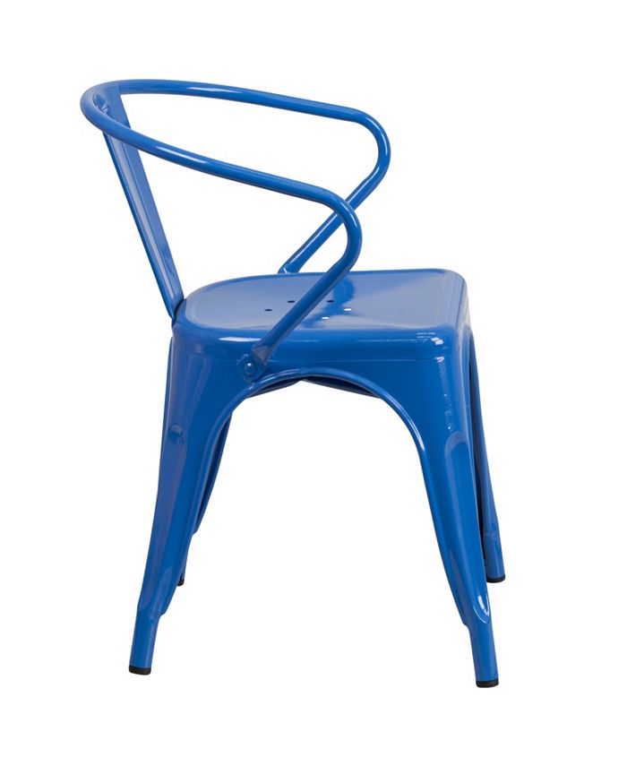 Flash Furniture Blue Metal Indoor-Outdoor Chair With Arms - Macy's