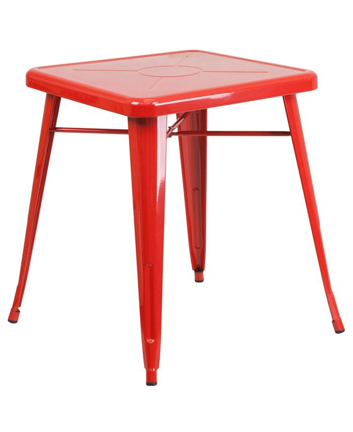 Flash Furniture 23.75'' Square Red Metal Indoor-Outdoor Table - Macy's