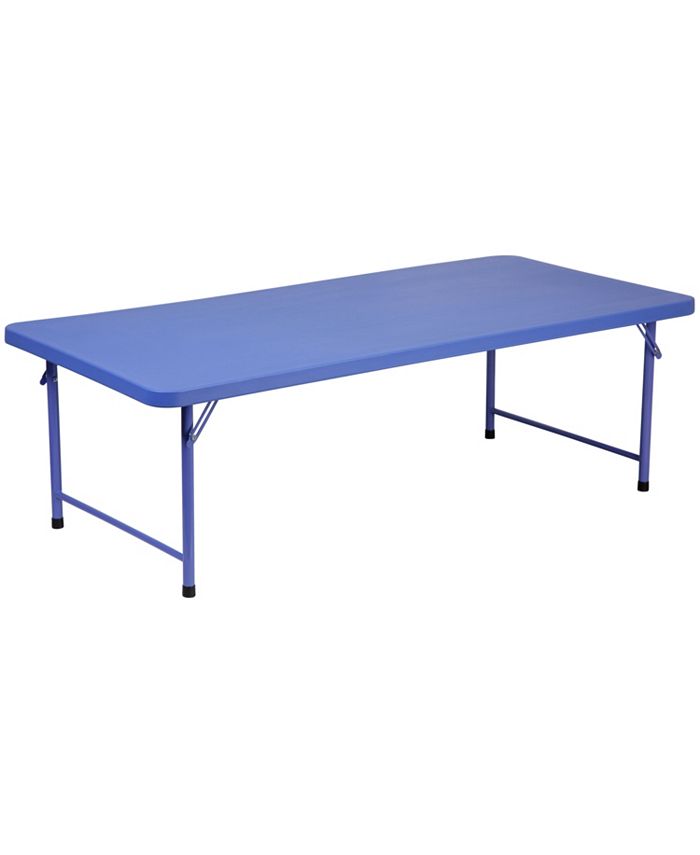 Flash Furniture 30''W X 60''L X 19''H Kid'S Blue Plastic Folding Table ...
