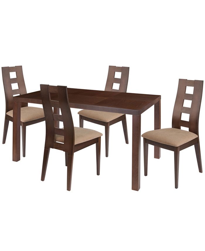 Flash Furniture Fullerton 5 Piece Walnut Wood Dining Table Set With ...