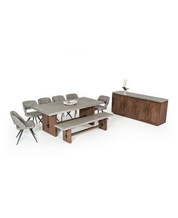 VIG Furniture Modrest Amos Modern Concrete and Acacia Dining Bench - Macy's