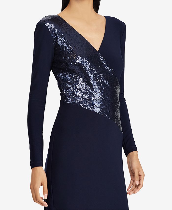 Lauren Ralph Lauren Petite Sequin-Panel Dress - Macy's