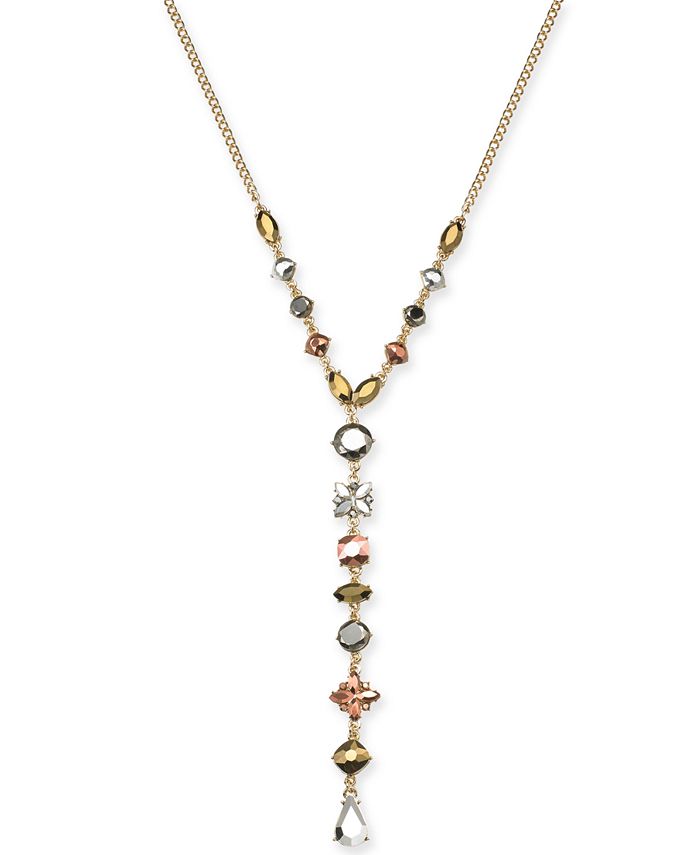 INC International Concepts I.N.C. Gold-Tone Multi-Crystal 24" Lariat ...