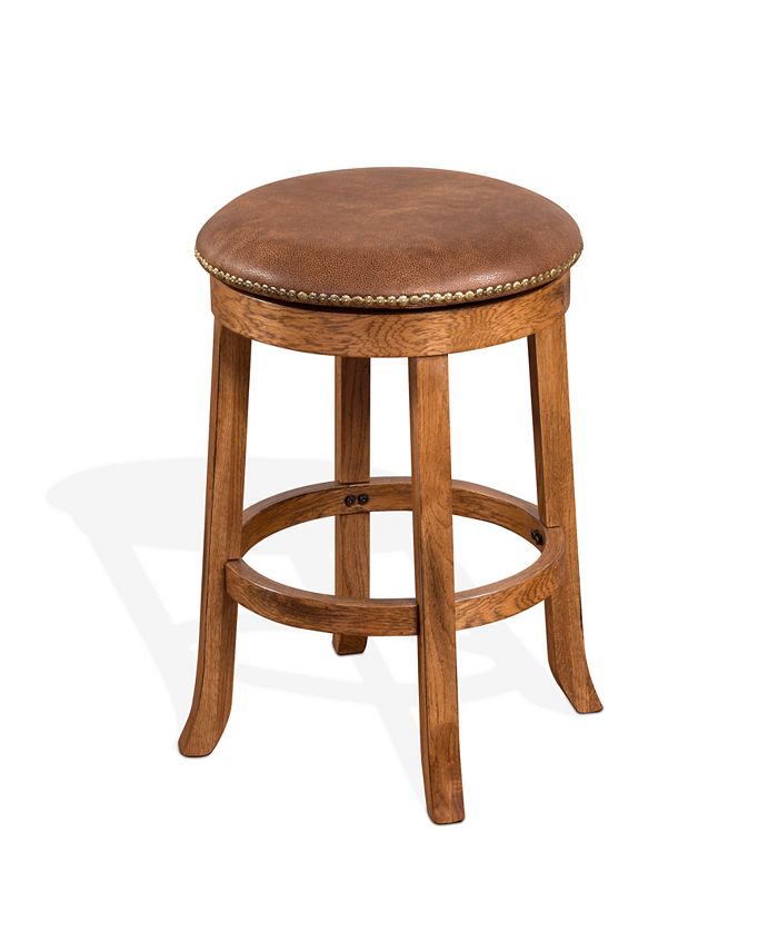 Sunny Designs Sedona 24"H Rustic Oak Backless Swivel Barstool, Cushion ...