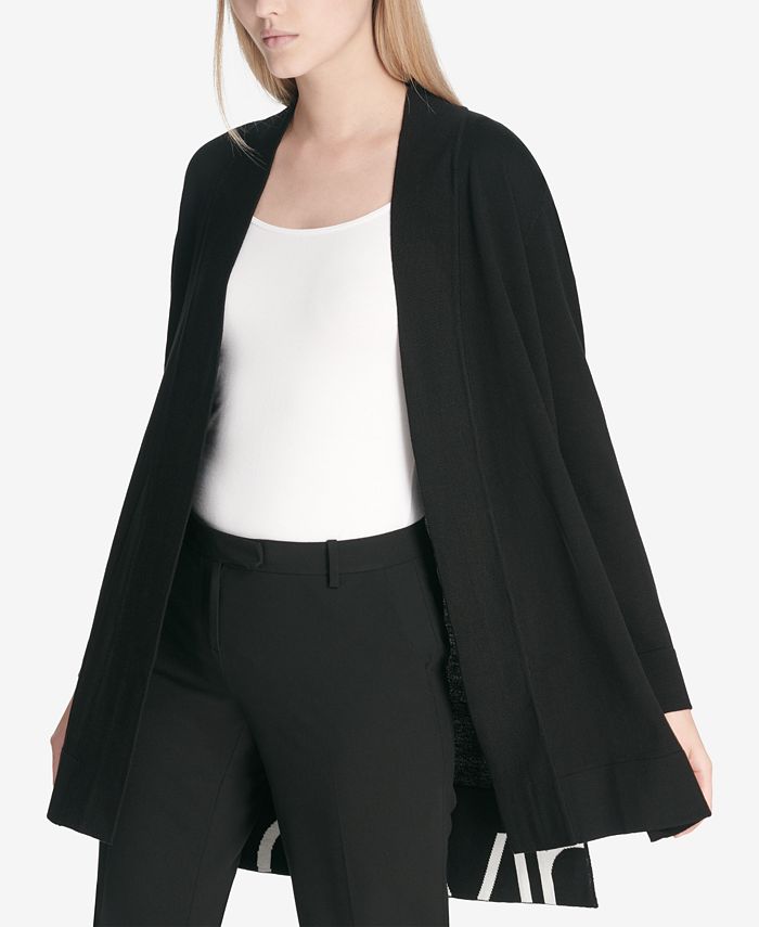 Calvin Klein Open-Front Logo Cardigan - Macy's