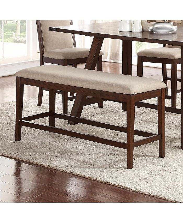 Benzara Sleek Rubber Wood Bench With Cushioned Seat - Macy's