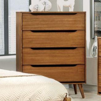 Mid-Century Modern Style Chest With Round Tapered legs, Oak Brown - Macy's