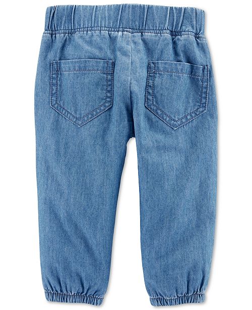 Carter's 2-Pc. Baby Girls Cotton Floral-Print Top & Chambray Pants Set ...