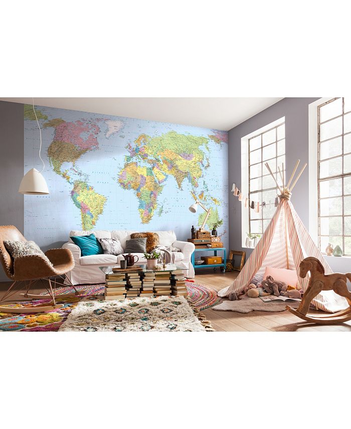 Brewster Home Fashions World Map Mural - Macy's