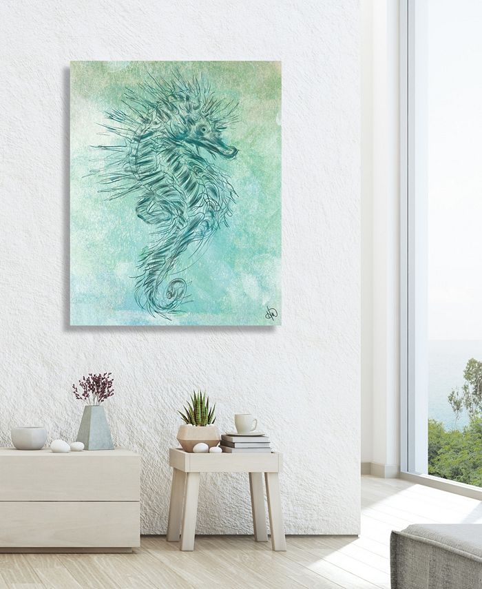 Creative Gallery Seahorse Ghost Drawing 24" X 36" Canvas Wall Art Print ...