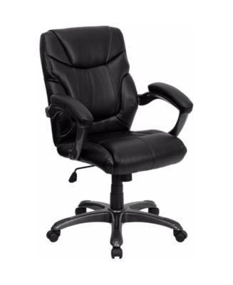 Offex Mid-Back Black Leather Overstuffed Office Chair - Macy's