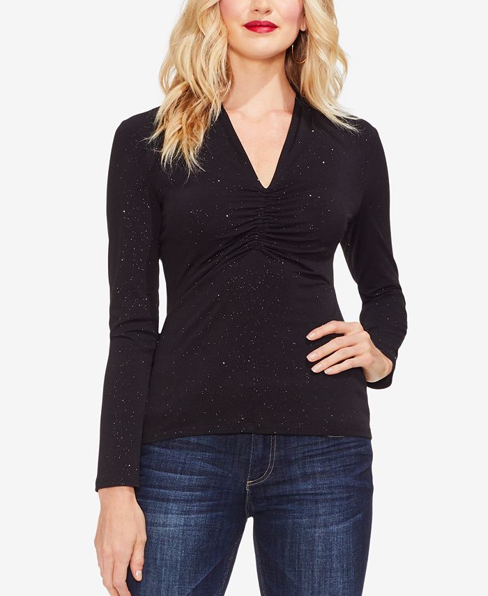 Vince Camuto Sparkle Ruched Top - Macy's