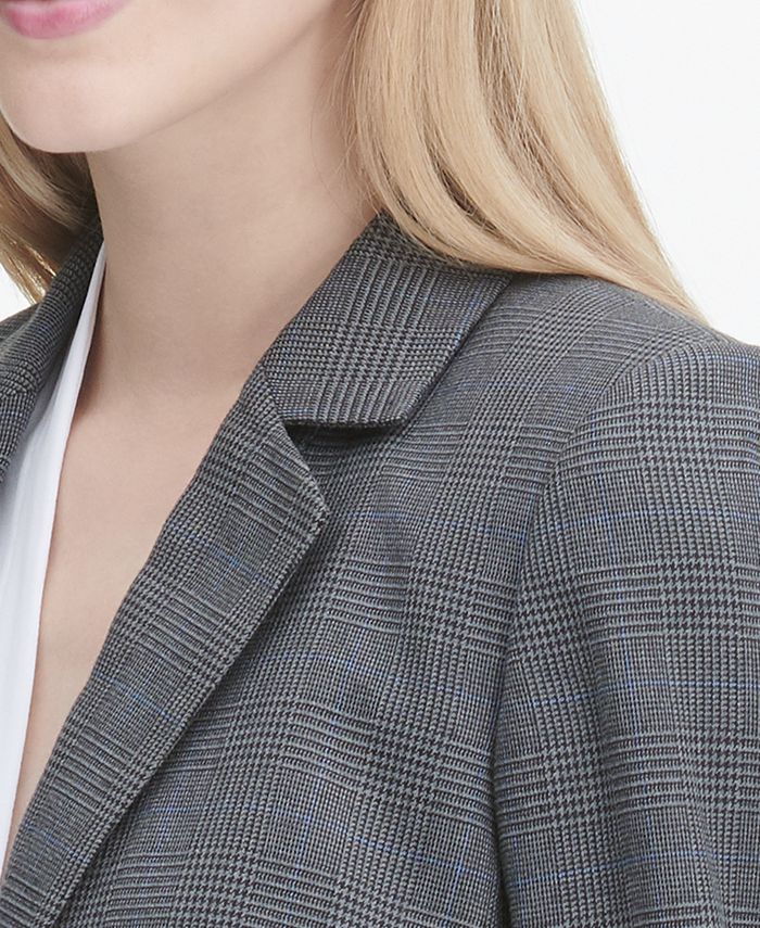 Calvin Klein Plaid Roll-Tab Jacket - Macy's