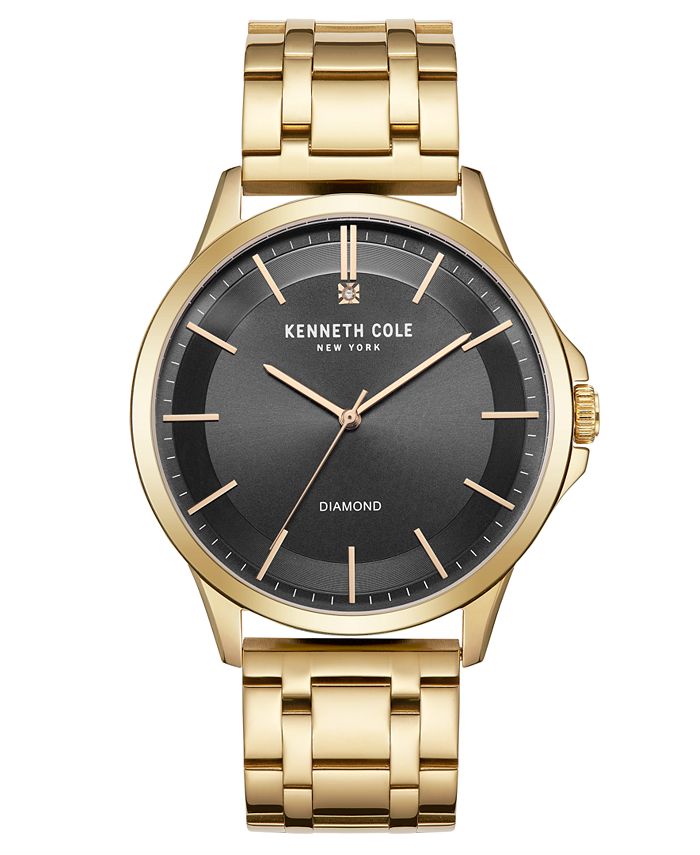 Kenneth Cole New York Men's Diamond Gold Tone Bracelet Watch 44mm - Macy's
