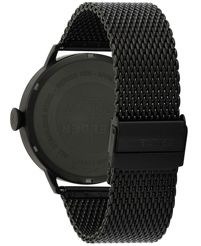 WELDER Men's Black Stainless Steel Mesh Bracelet Watch 45mm - Macy's