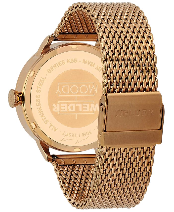 WELDER Women's Rose Gold-Tone Stainless Steel Mesh Bracelet Watch 38mm ...