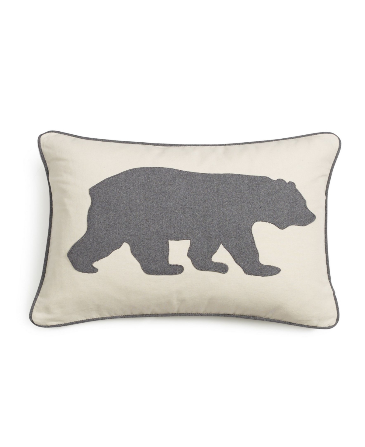 Click here for Eddie Bauer Bear Applique Grey Felt Decorative Pil... prices