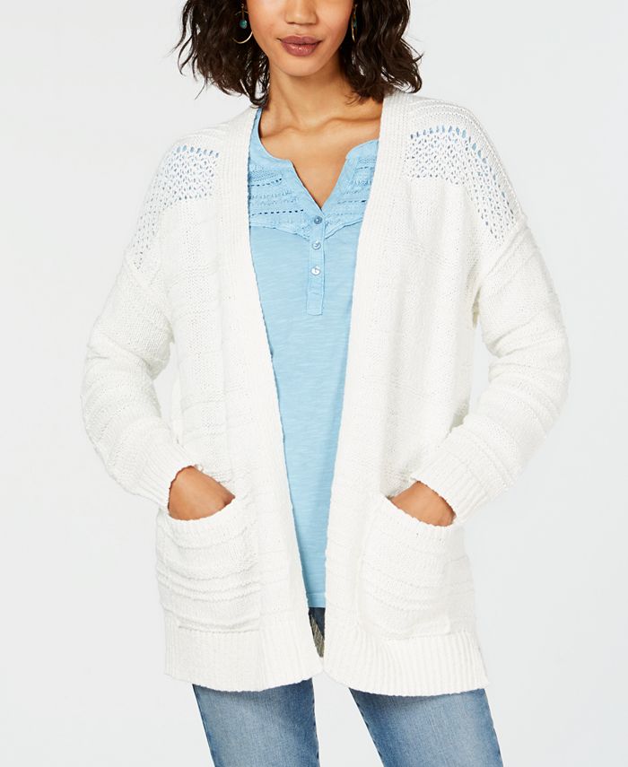 Style & Co Open-Front Pointelle-Knit Cardigan, Created for Macy's - Macy's