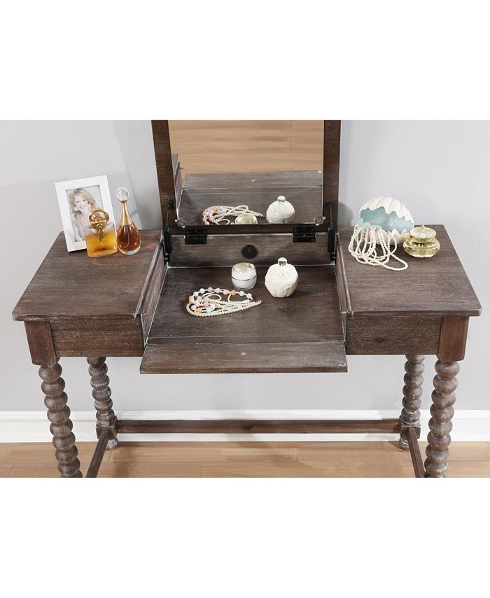 Linon Home Décor Ashley Vanity Set with Bench and Mirror - Macy's