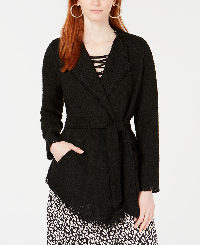 STELLA + GINGER Ginger by Stella & Ginger Lace & Bouclé Wrap Jacket ...