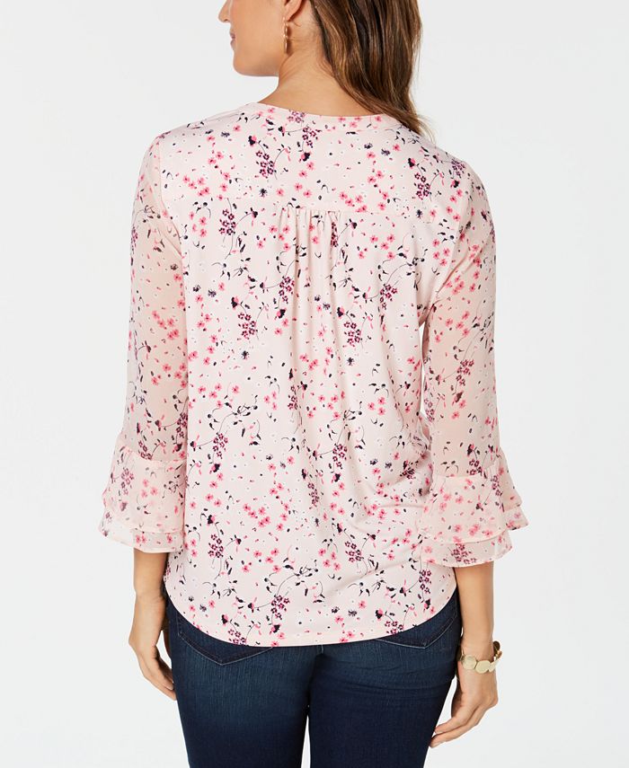 Charter Club Petite Printed Pintucked Blouse, Created for Macy's - Macy's Charter Club Petite Printed Pintucked Blouse, Created for Macy's - Macy's