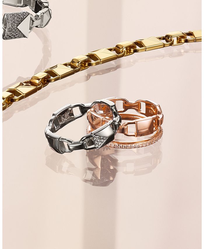 Michael Kors Women's Mercer Link Sterling Silver Padlock Ring - Macy's