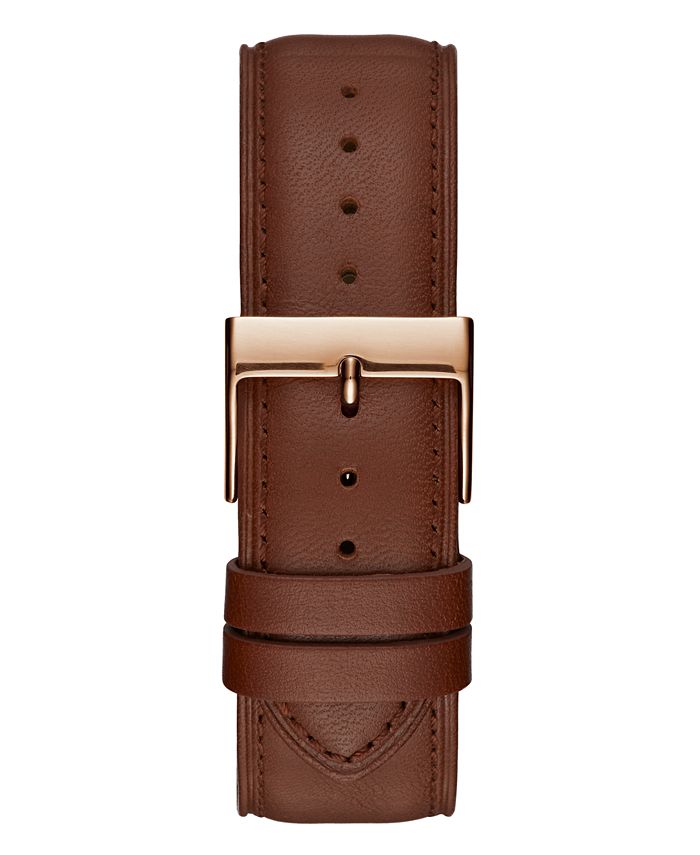 GUESS Honey Brown Leather Chronograph Watch 46MM - Macy's