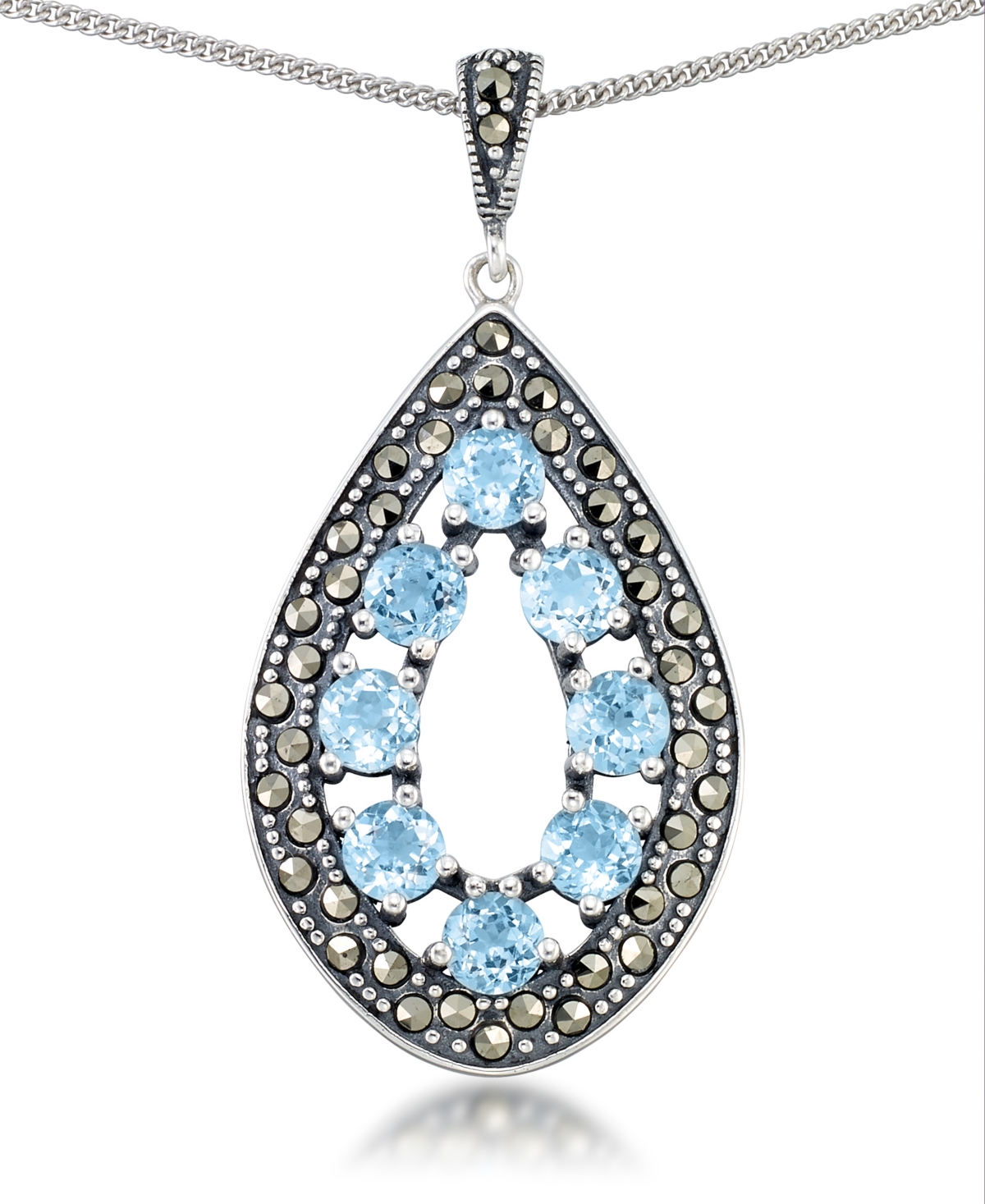 Click here for Blue Topaz (2-3/8 ct. t.w.) & Marcasite Teardrop P... prices