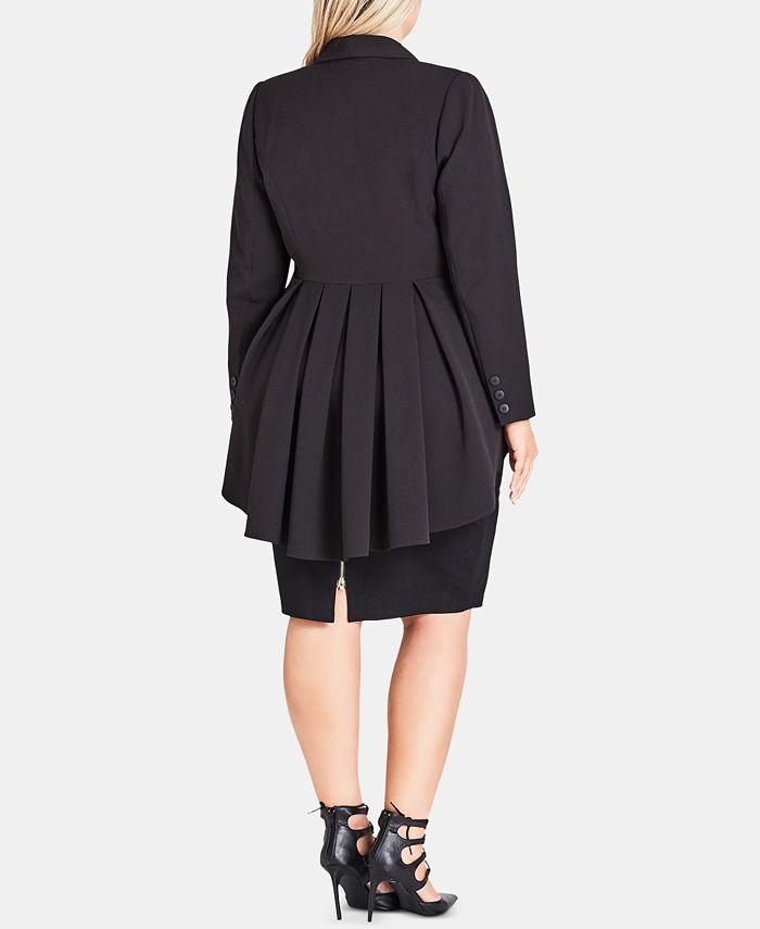 City Chic Trendy Plus Size Pleated Tail-Coat Topper Jacket - Macy's