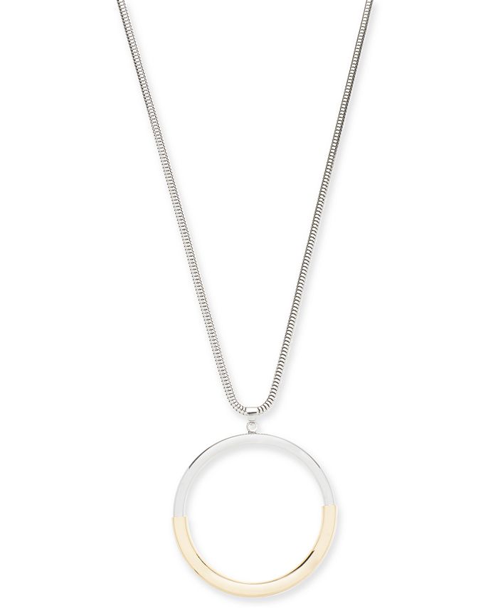 Alfani Two-Tone Colorblock Circle 36" Pendant Necklace, Created for ...