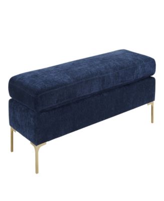 Delilah Navy Textured Velvet Bench - Macy's